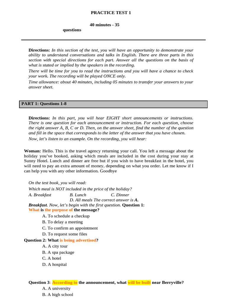 LISTENING PRACTICE B1.4 | PDF | Meal | Alaska