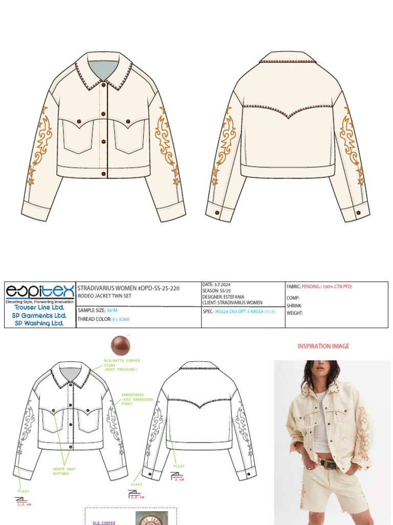 DPD-SS-25-220 Rodeo Jacket Twin Set | PDF | Embroidery | Textiles