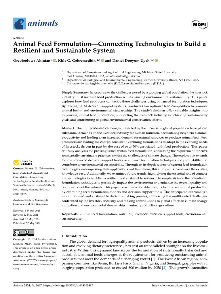 Animals 14 01497 v2 | PDF | Mathematical Optimization | Cattle