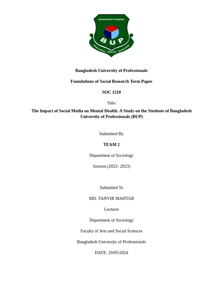 Social Research Term Paper | PDF | Popular Culture & Media Studies ...