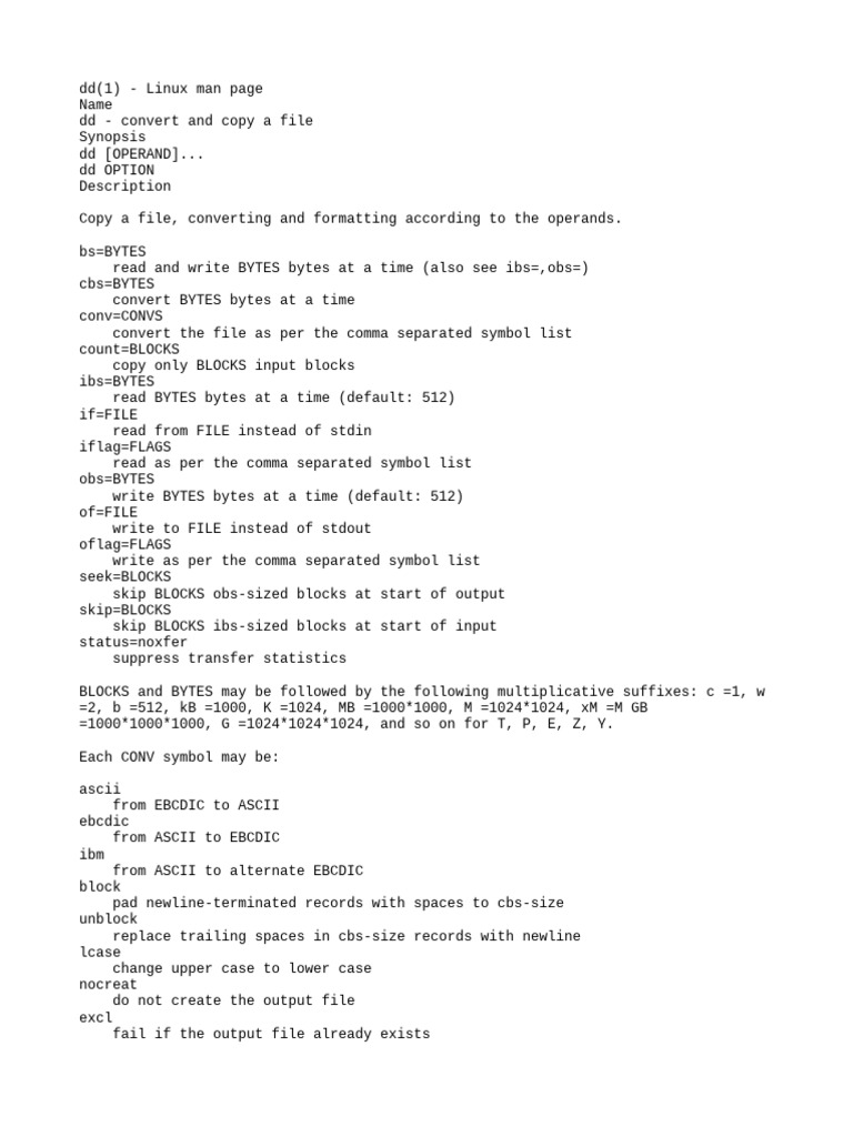 dd | PDF | Byte | System Software