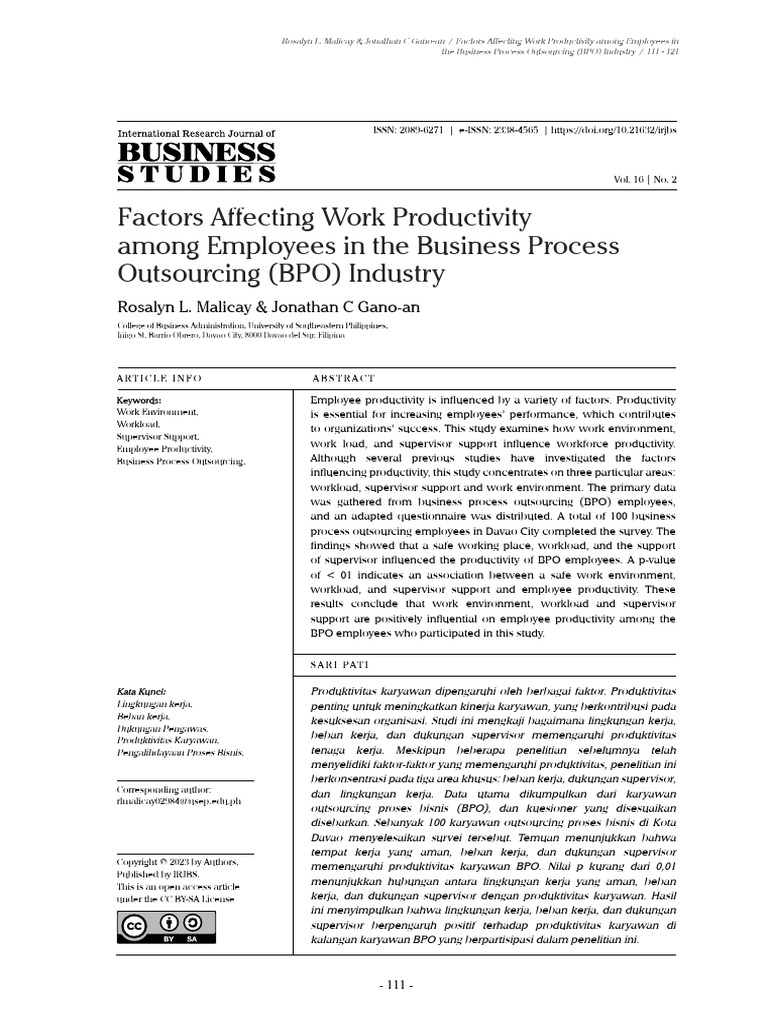 Factors Affecting Work Productivity Among Employee | PDF | Business ...