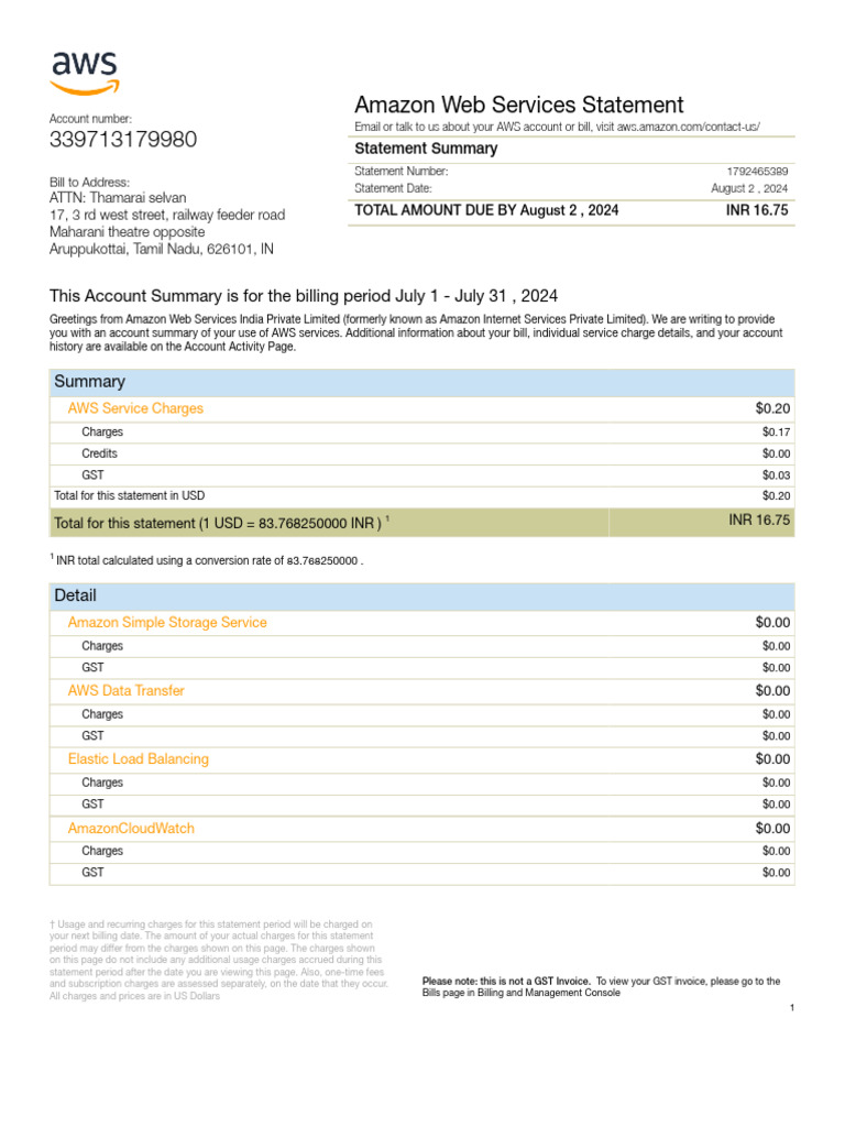 Invoice_1792465389 | PDF | Amazon Web Services | Online Services