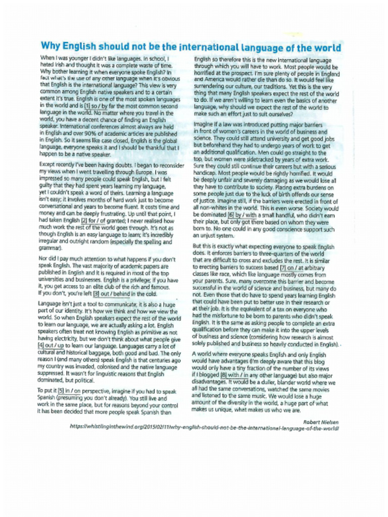 Why English Should Not Be An International Language | PDF
