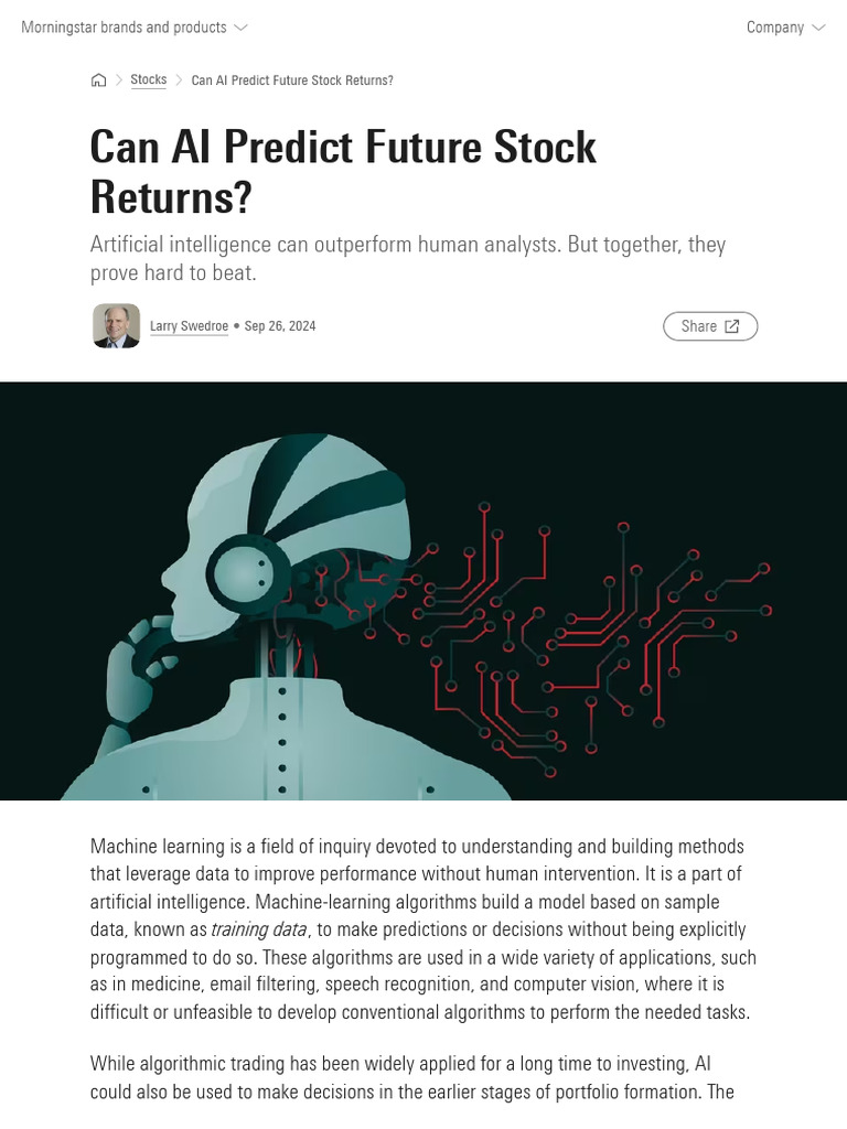 Can AI Predict Future Stock Returns_ _ Morningstar | PDF | Artificial ...