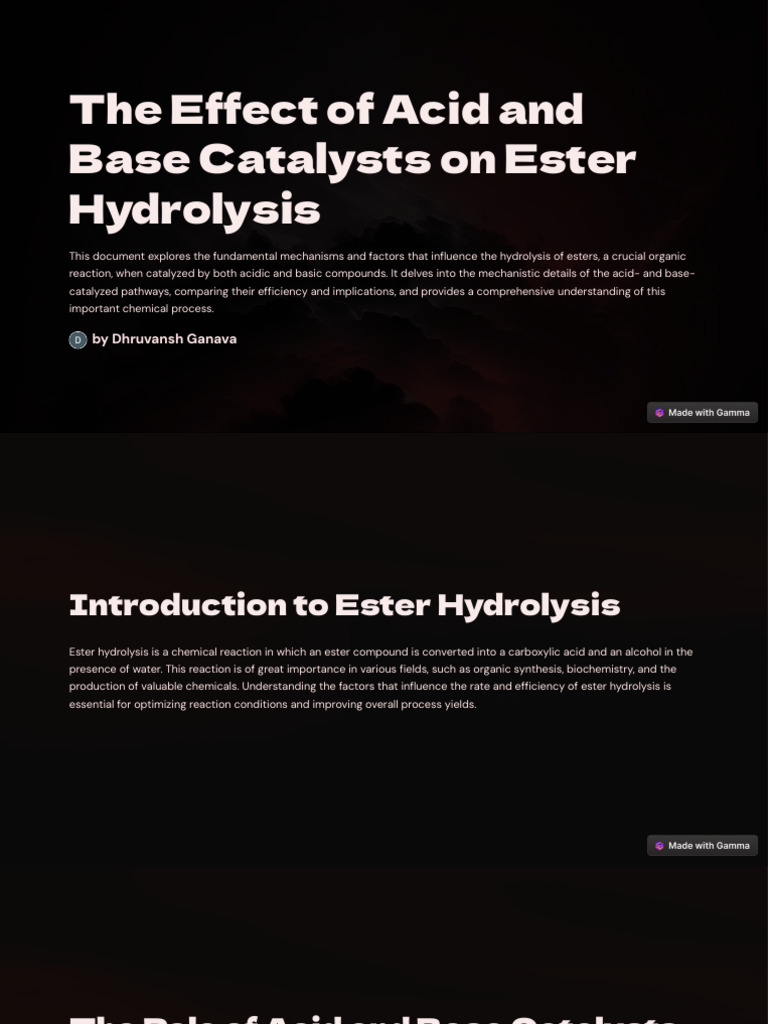 The Effect of Acid and Base Catalysts On Ester Hydrolysis | PDF | Ester | Acid