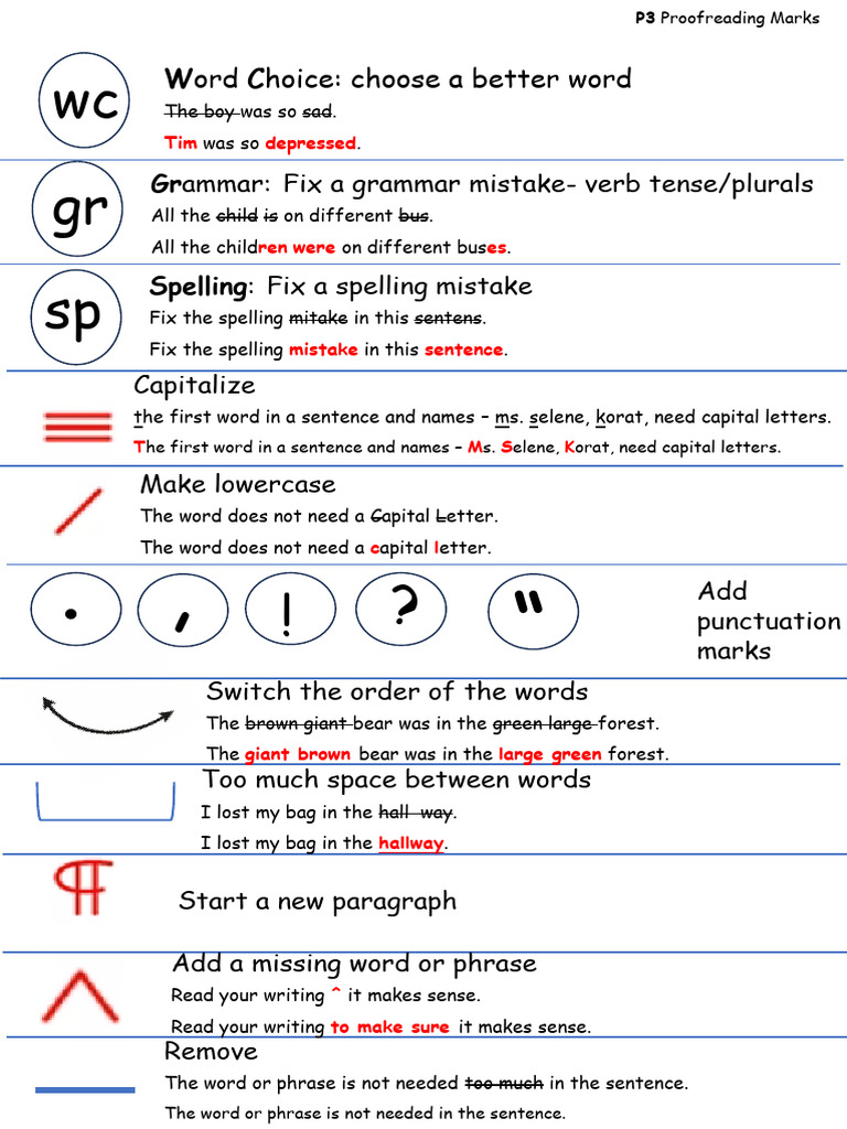 Proofreading Marks and Corrections Guide | PDF | Language Arts ...