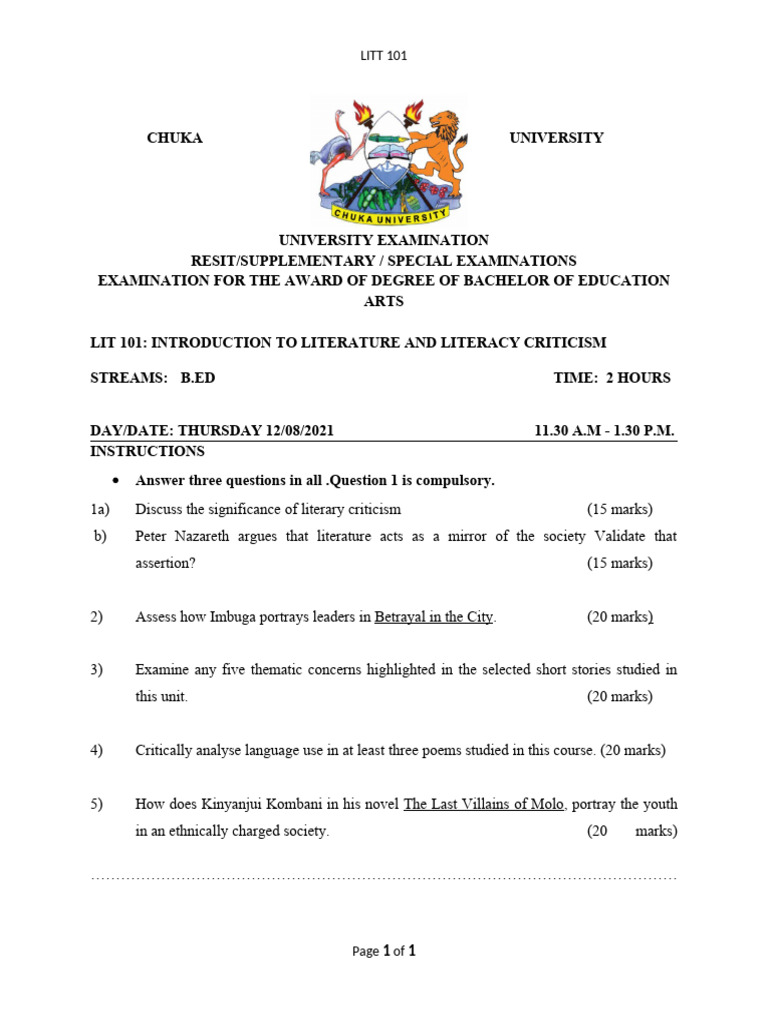 Litt 101 | PDF | Art | Classics