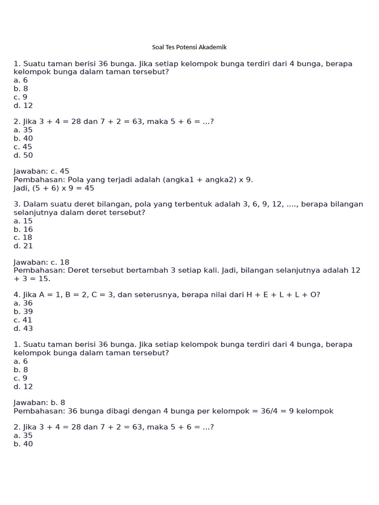 Soal Tpa 1 | PDF | Metode & Bahan Ajar | Seni