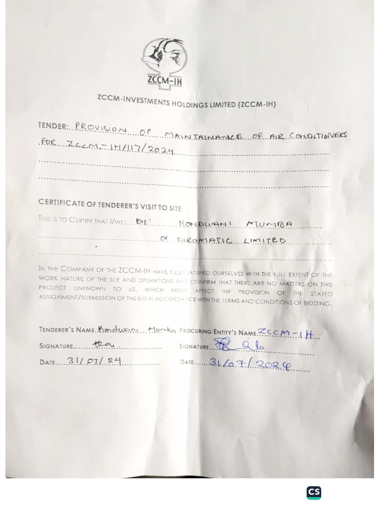 Site Visit Certificate | PDF