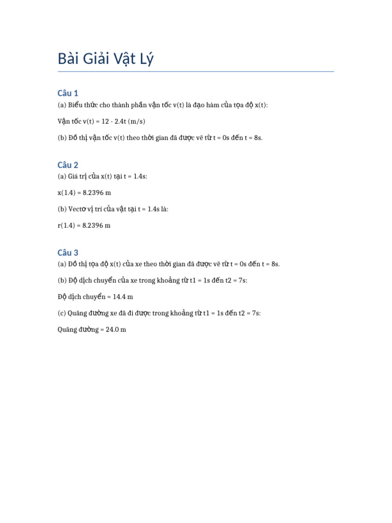Bai Giai Vat Ly | PDF