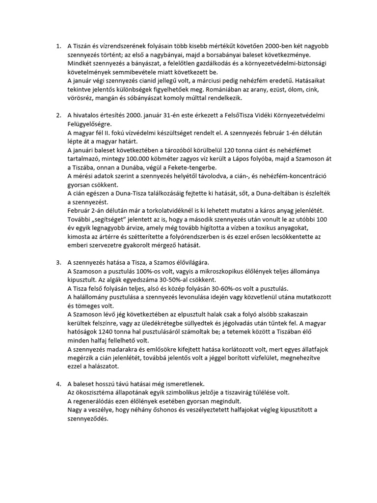 A Tiszai Ciánszennyezés | PDF