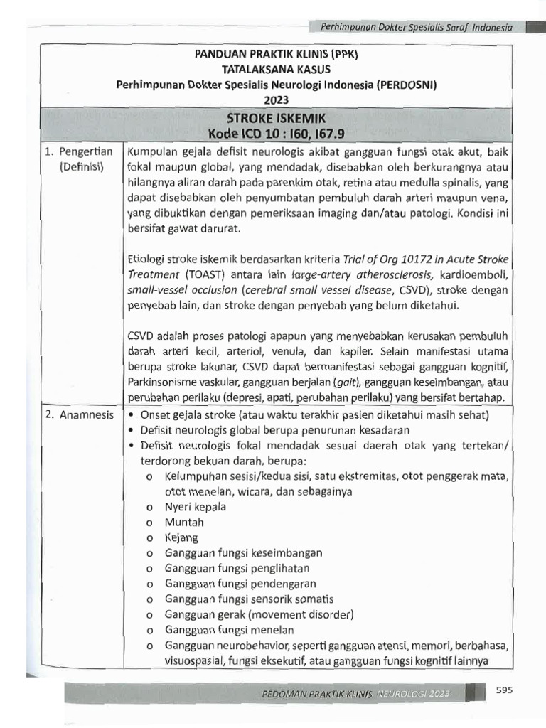 PPK Stroke Iskemik Perdosni 2023 | PDF