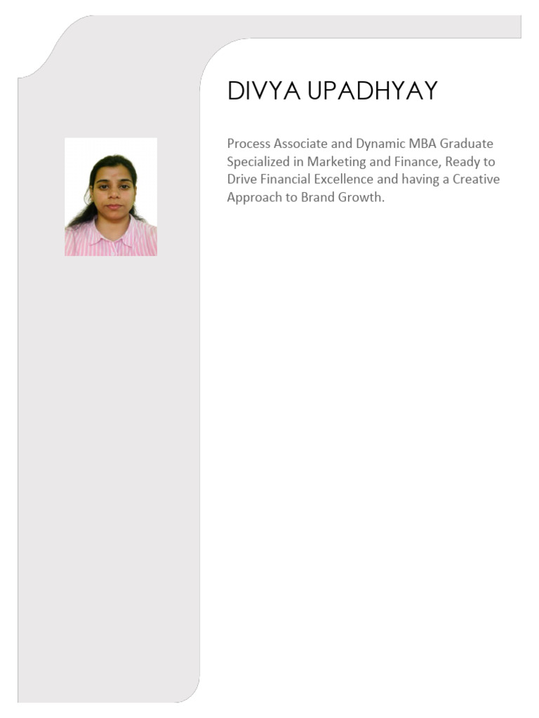 DIVYA UPADHYAY-Resume | PDF | Analytics | Master Of Business Administration