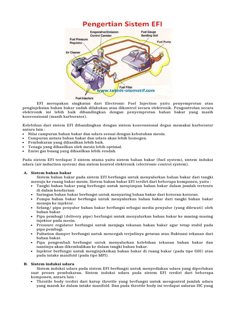 Hand Out Komponen Sistem Bahan Bakar EFI | PDF