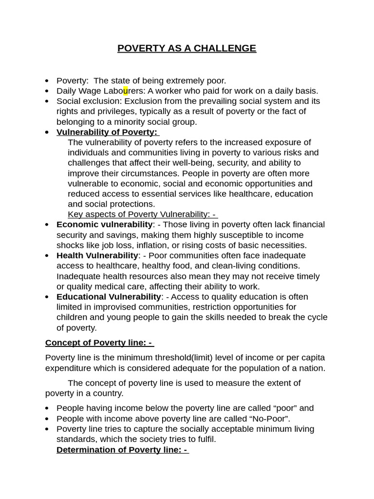 Poverty as a Challenge: Class 9 Overview | PDF | Poverty | Poverty ...
