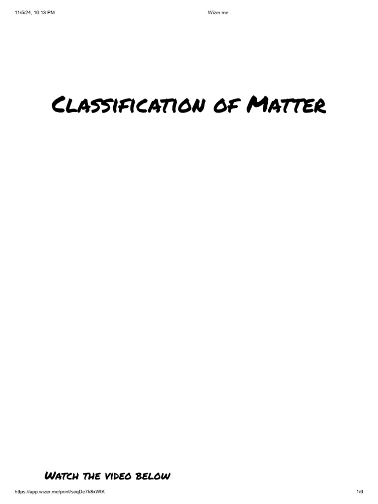 classification of matter | PDF | Mixture | Chemical Substances