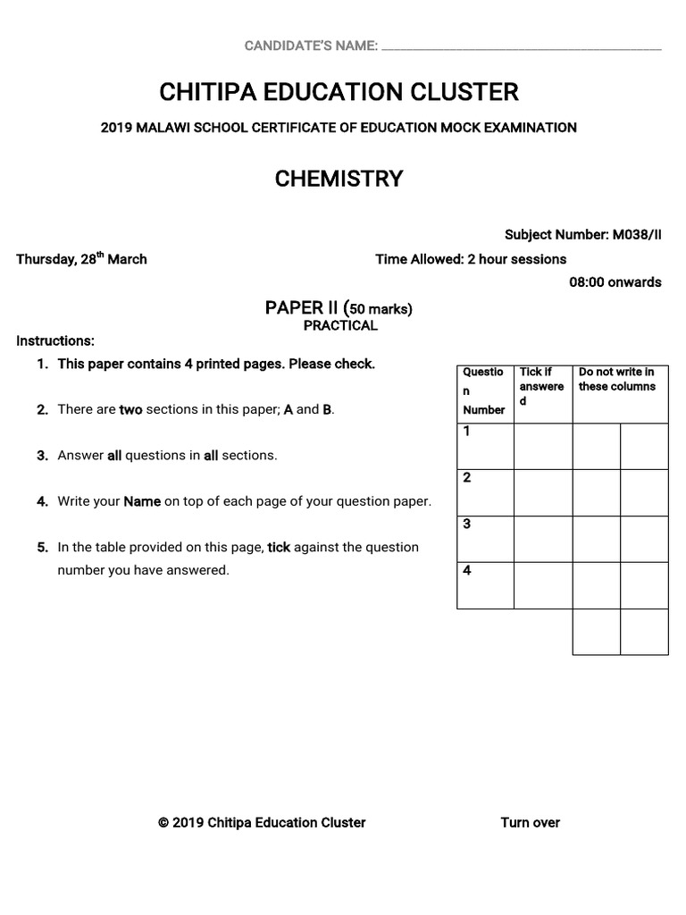 2019 Chemistry Mock Pii-2 | PDF | Sodium | Chemistry