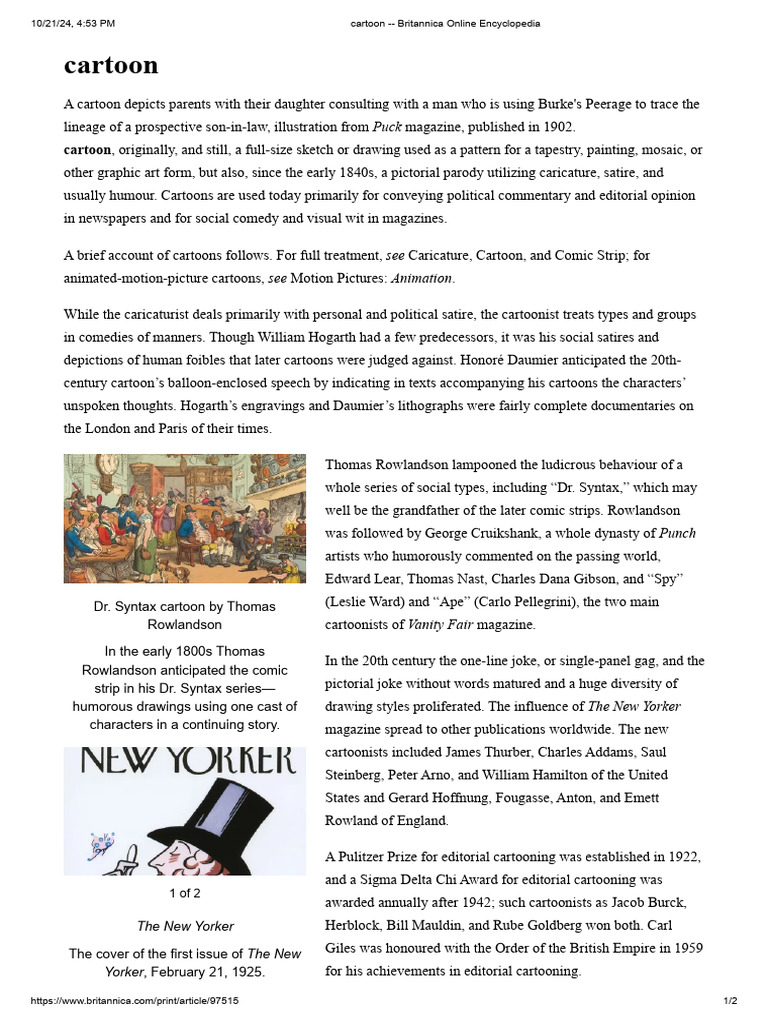 Cartoon - Britannica Online Encyclopedia | PDF | Cartoon | Cartooning