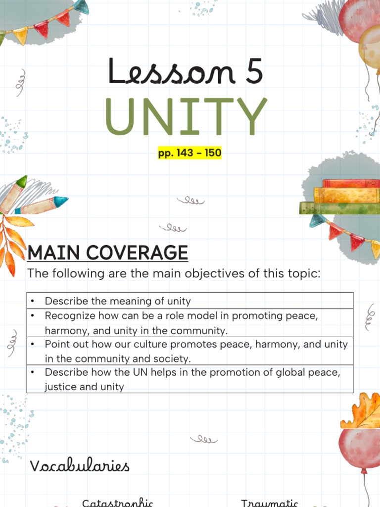 Lesson 5 UNITY | PDF | Peace | United Nations
