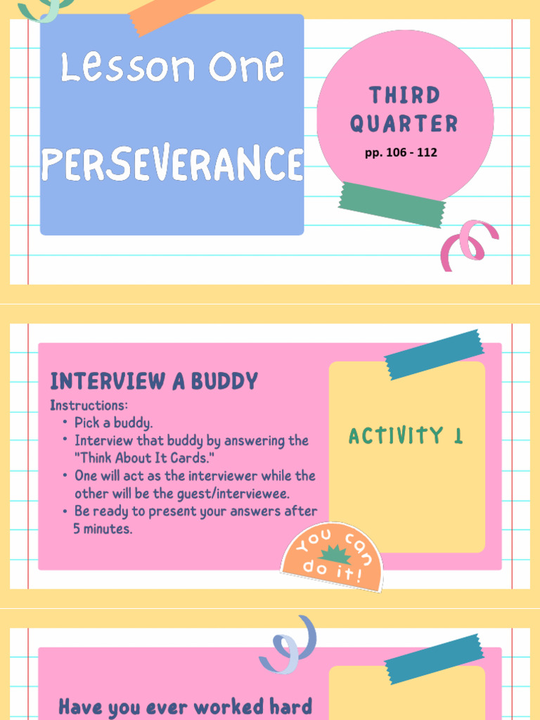 Lesson 1 - PERSEVERANCE | PDF