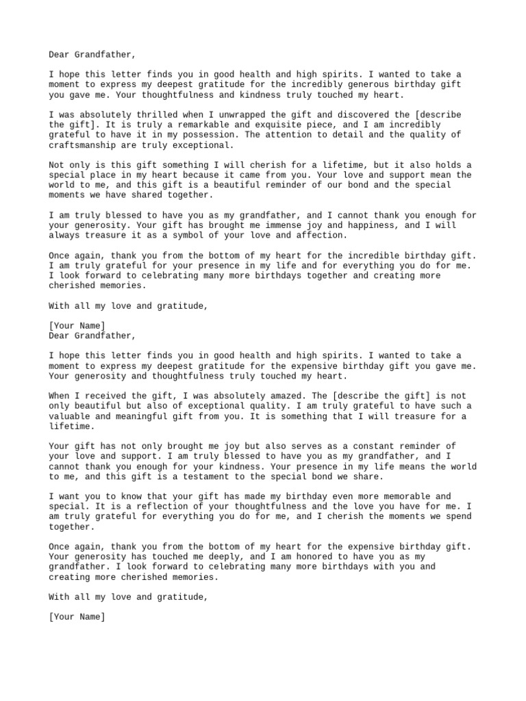 Dear Grandfather, | PDF | Gratitude