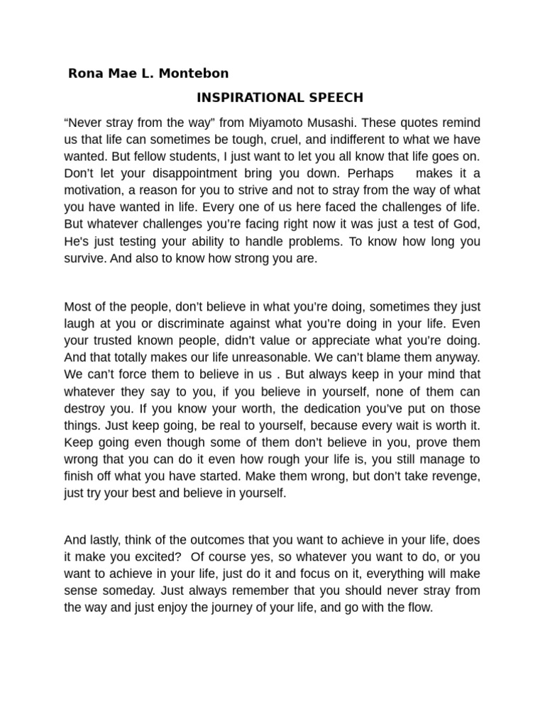 Inspirational Speech | PDF
