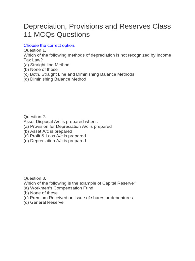 Depreciation MCQ | PDF | Depreciation | Fixed Asset
