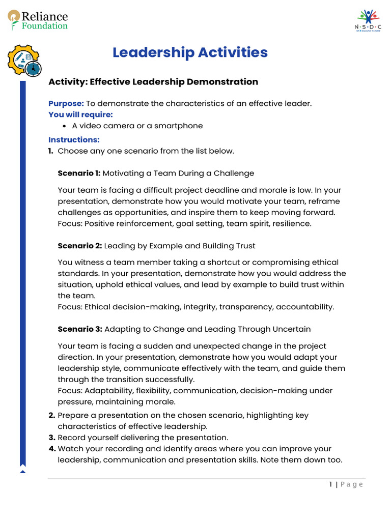 Leadership_Activities | PDF | Leadership | Motivational