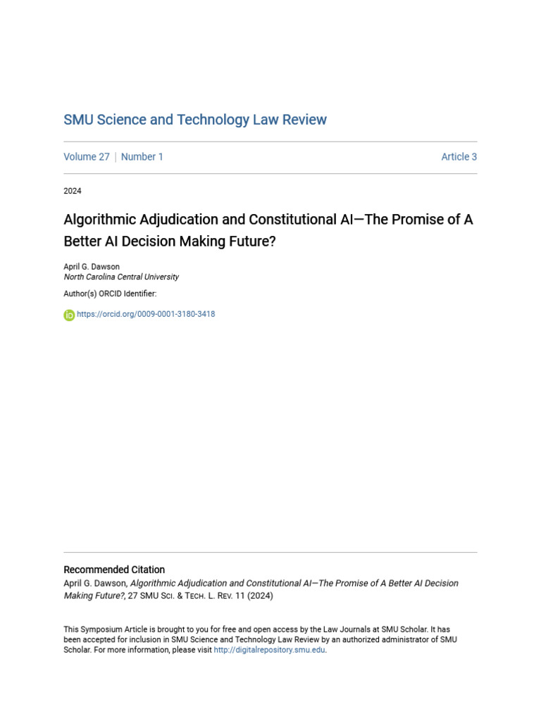 Algorithmic Adjudication and Constitutional AI - The Promise of A B ...