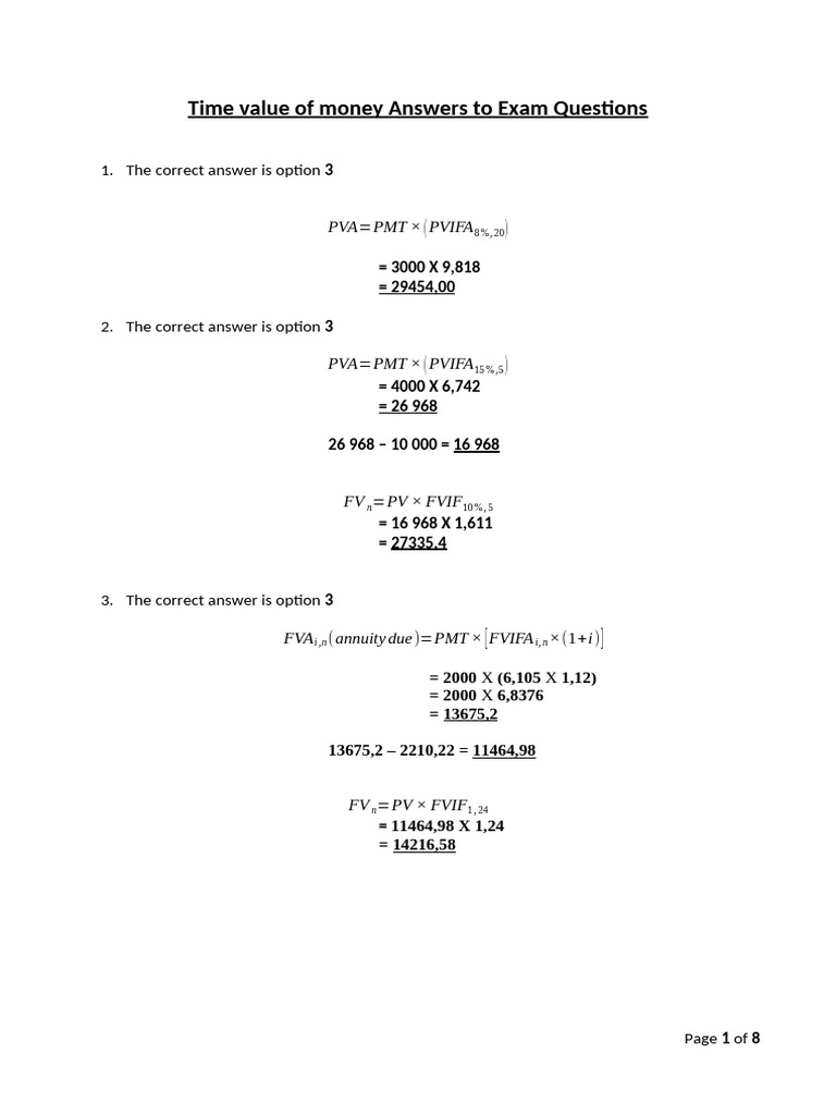 FIN2601 Time Value of Money Answers To Exam Questions | PDF | Time ...