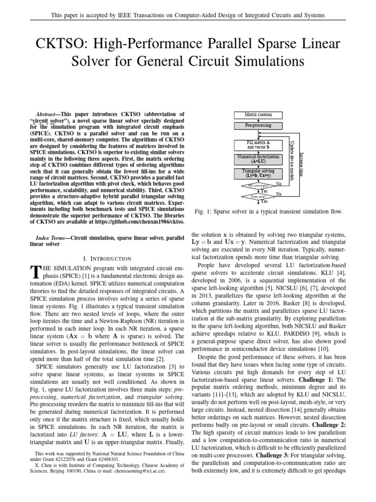 High-Performance Circuit Solver | PDF | Matrix (Mathematics) | Spice