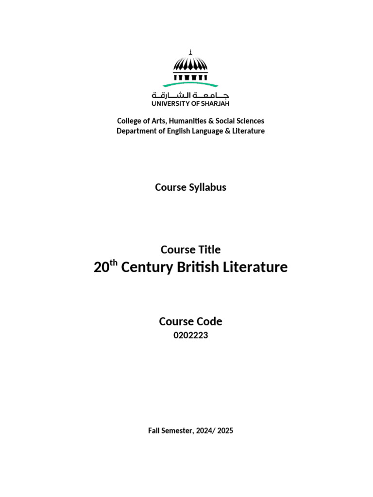 20th Century British Lit Course | PDF | Essays | Aesthetics