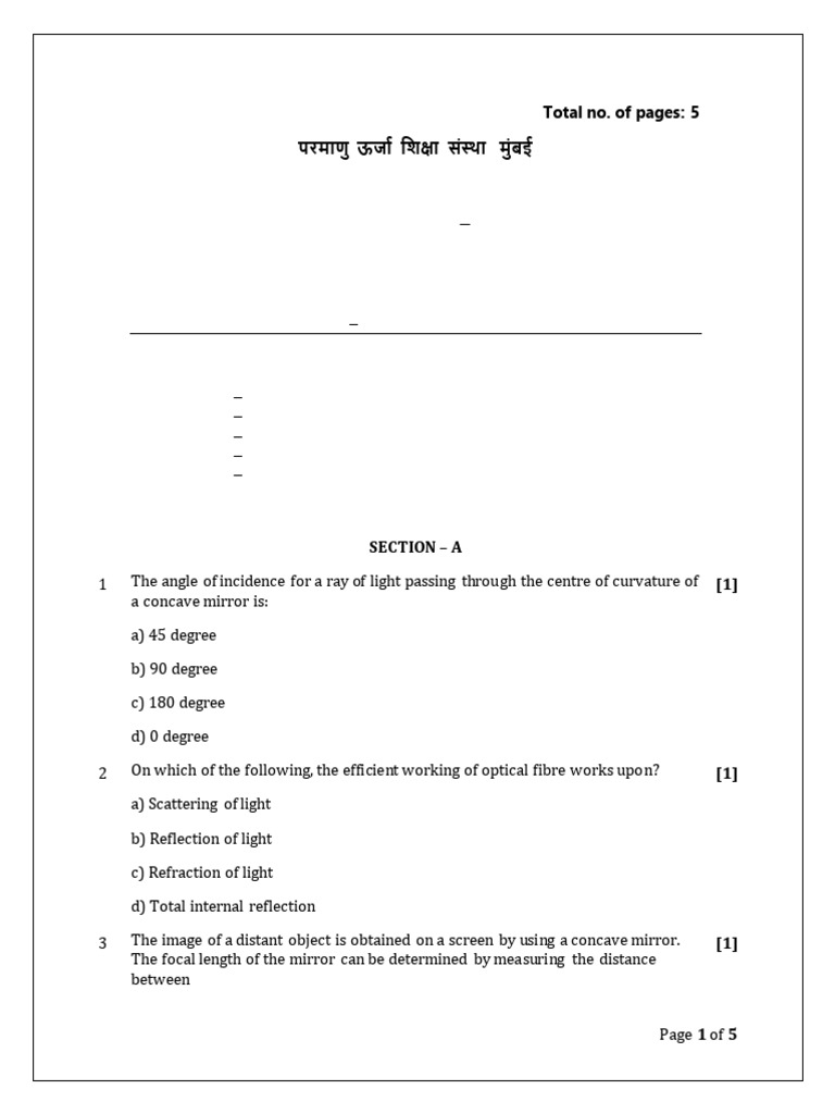 Class X Math Worksheet: Light | PDF | Mirror | Optics