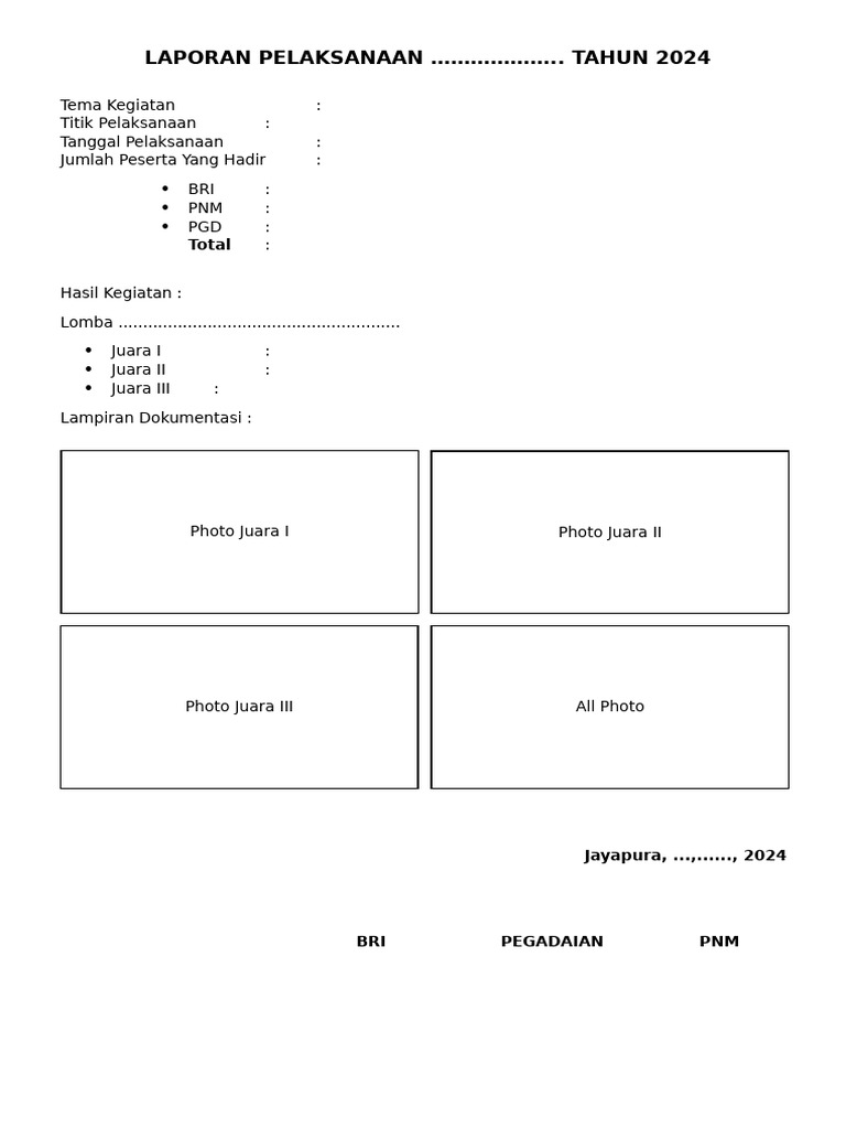 Form BA - Kegiatan CAP Tahun 2024 | PDF