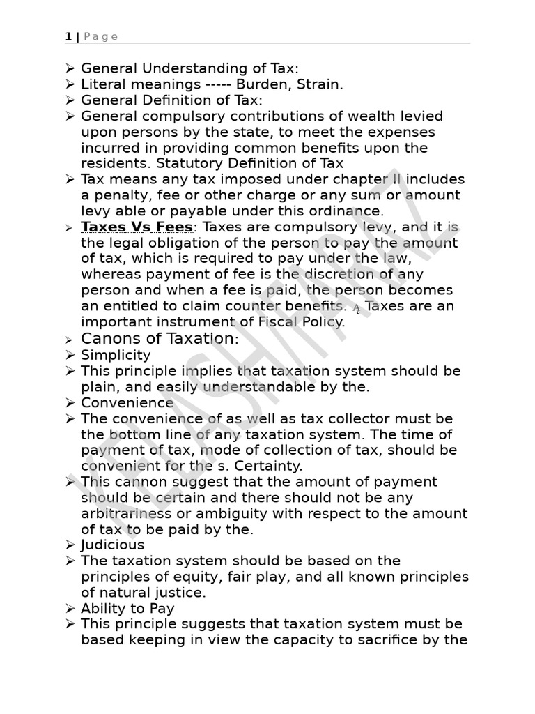 Taxation Law Short Notes | PDF | Taxes | Progressive Tax