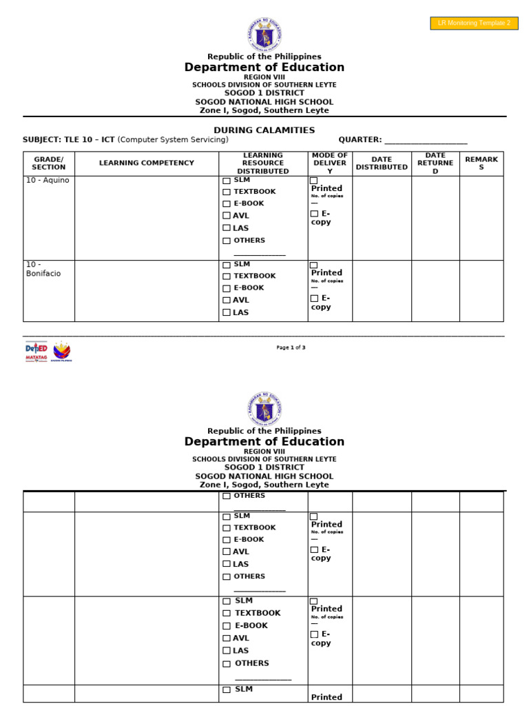 LR Monitoring Template 2 | PDF | Public Administration | Government