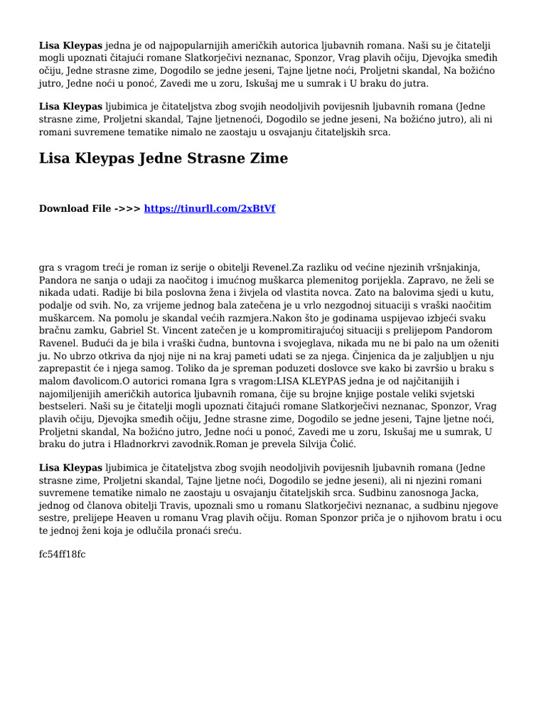 Lisa Kleypas Jedne Strasne Zime | PDF