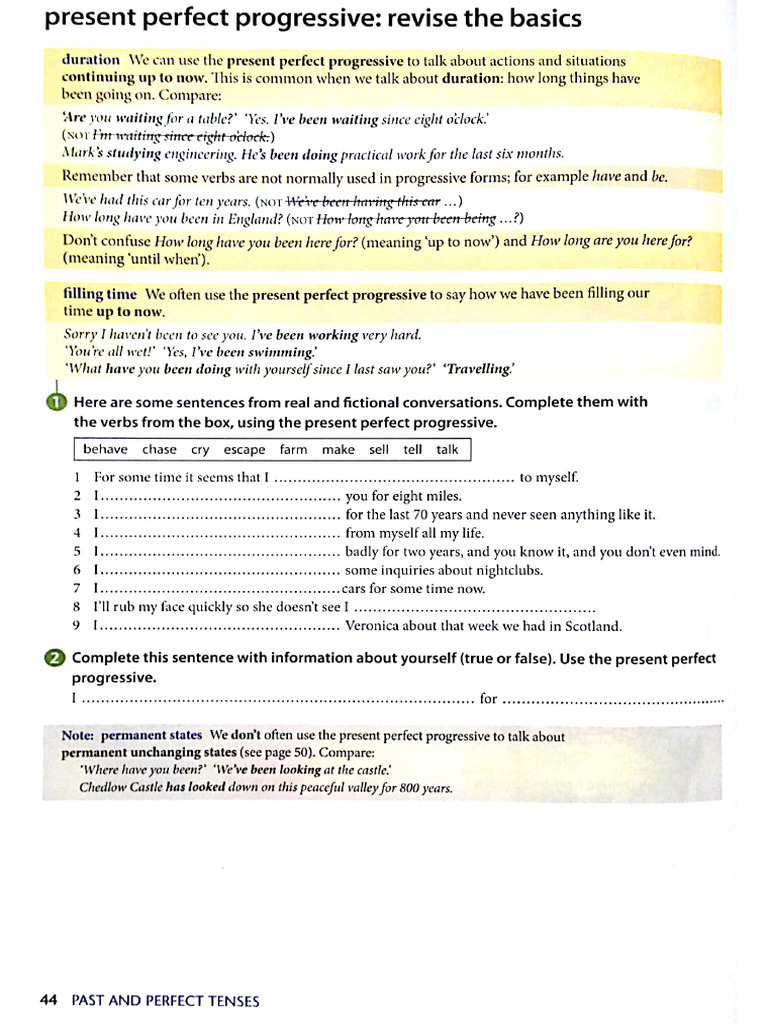 OEGC A - 44 and 50 - Present Perfect Cont | PDF