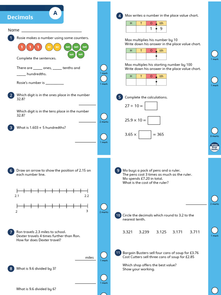Y6SprEoB3 - Decimals | PDF | Arithmetic | Mathematics