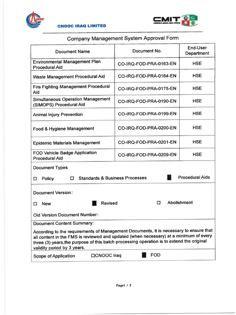 CO-IRQ-FOD-PRA-0163-EN - Environment Management Plan Procedural Aid ...