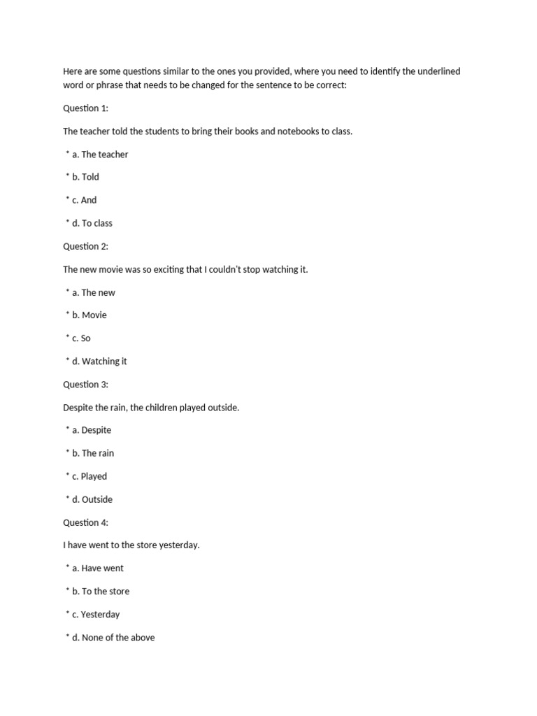 Eror Identification Quiz | PDF | Language Arts & Discipline