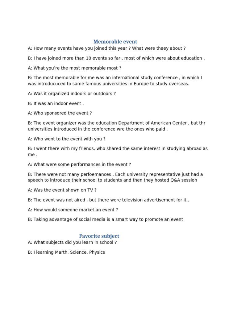 Memorable Event | PDF