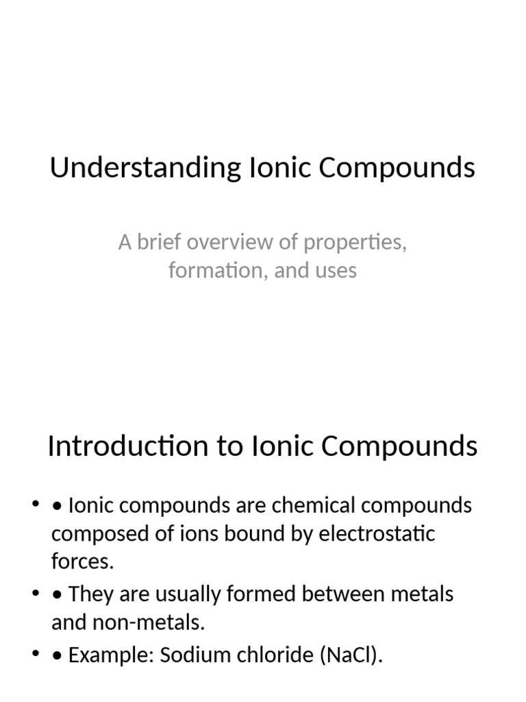 Ionic Compounds Presentation | PDF