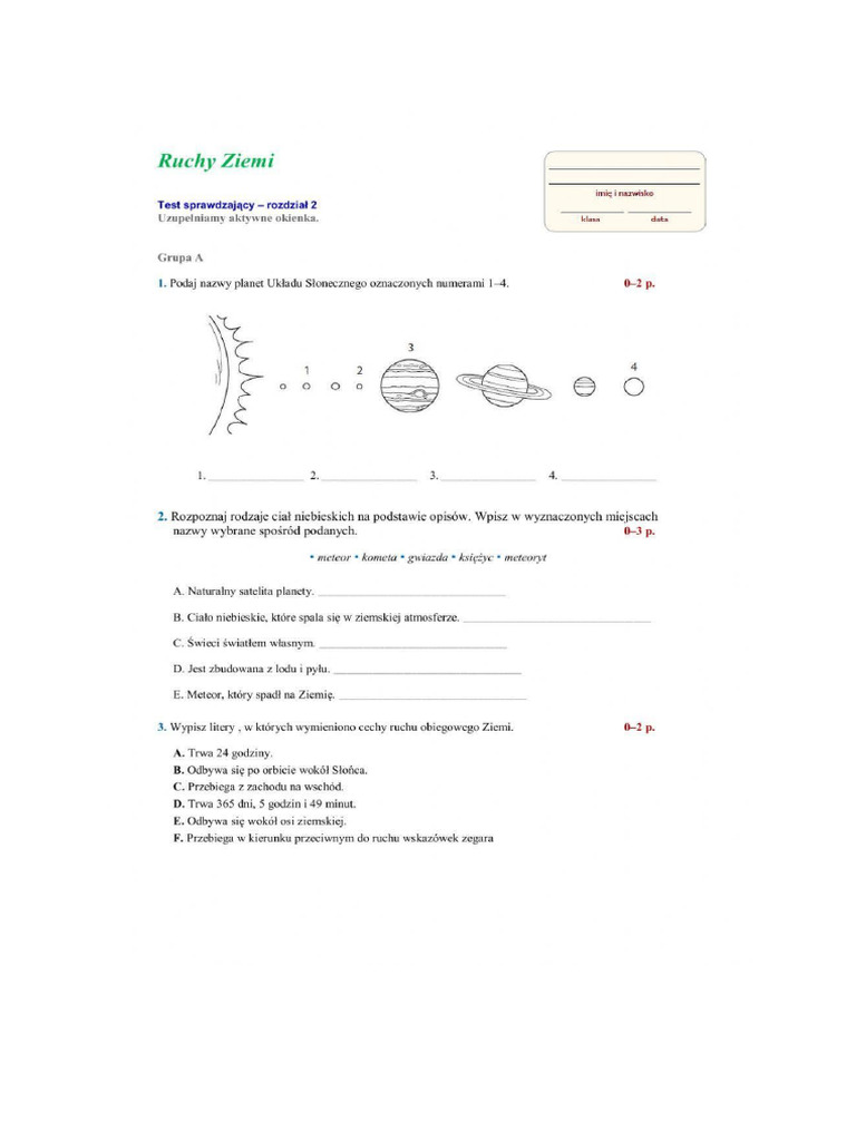 Sprawdzian Gegra | PDF