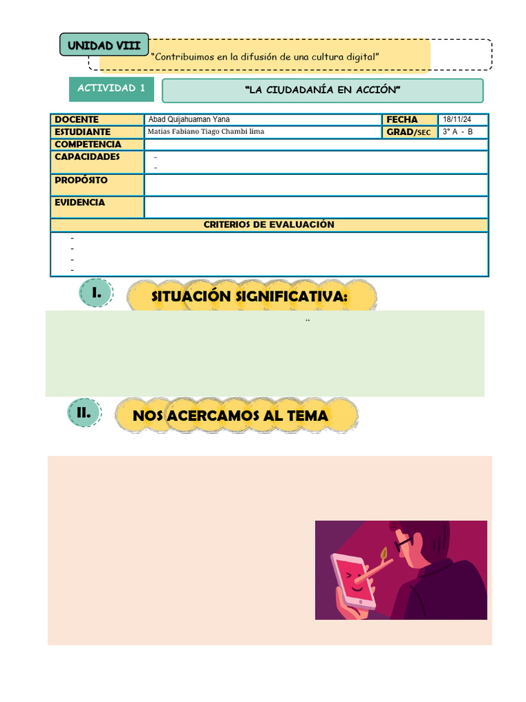 3° DPCC - Actv.01-Uni.8 2024 | PDF | Participación pública | Ciudadanía