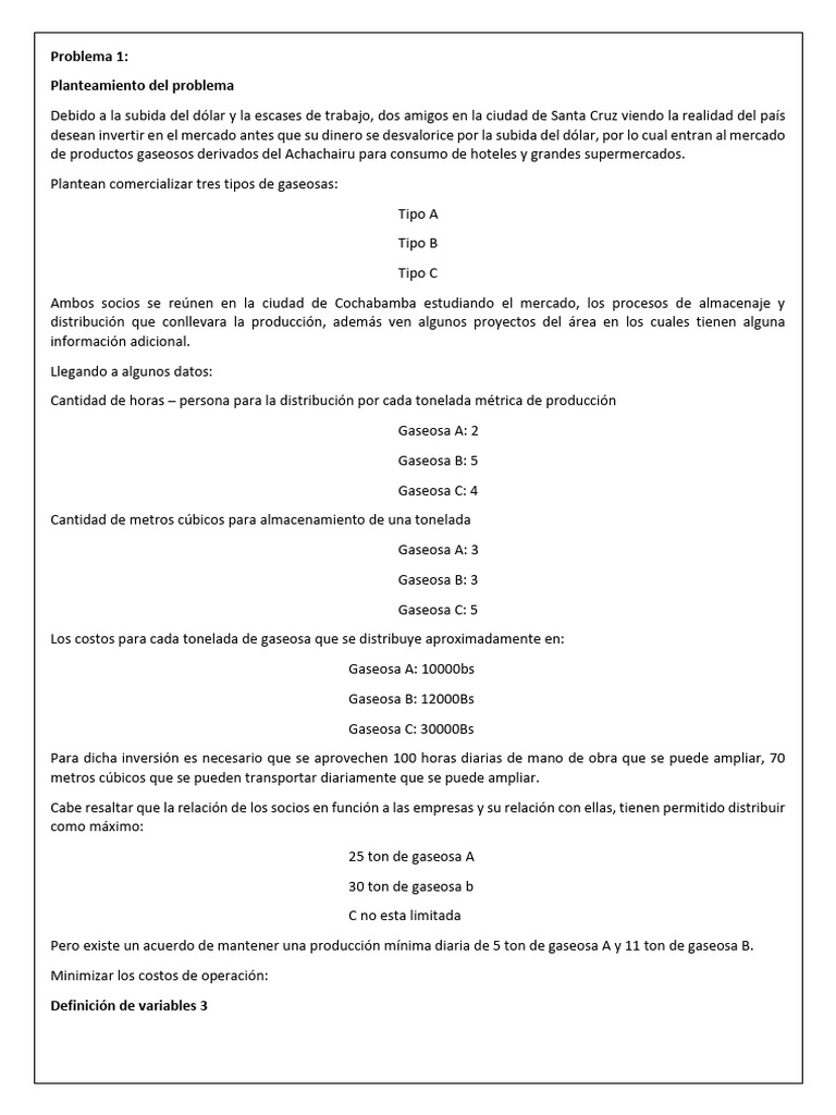 Programacion Lineal Aplicada | PDF | Refresco | Mercado (economía)