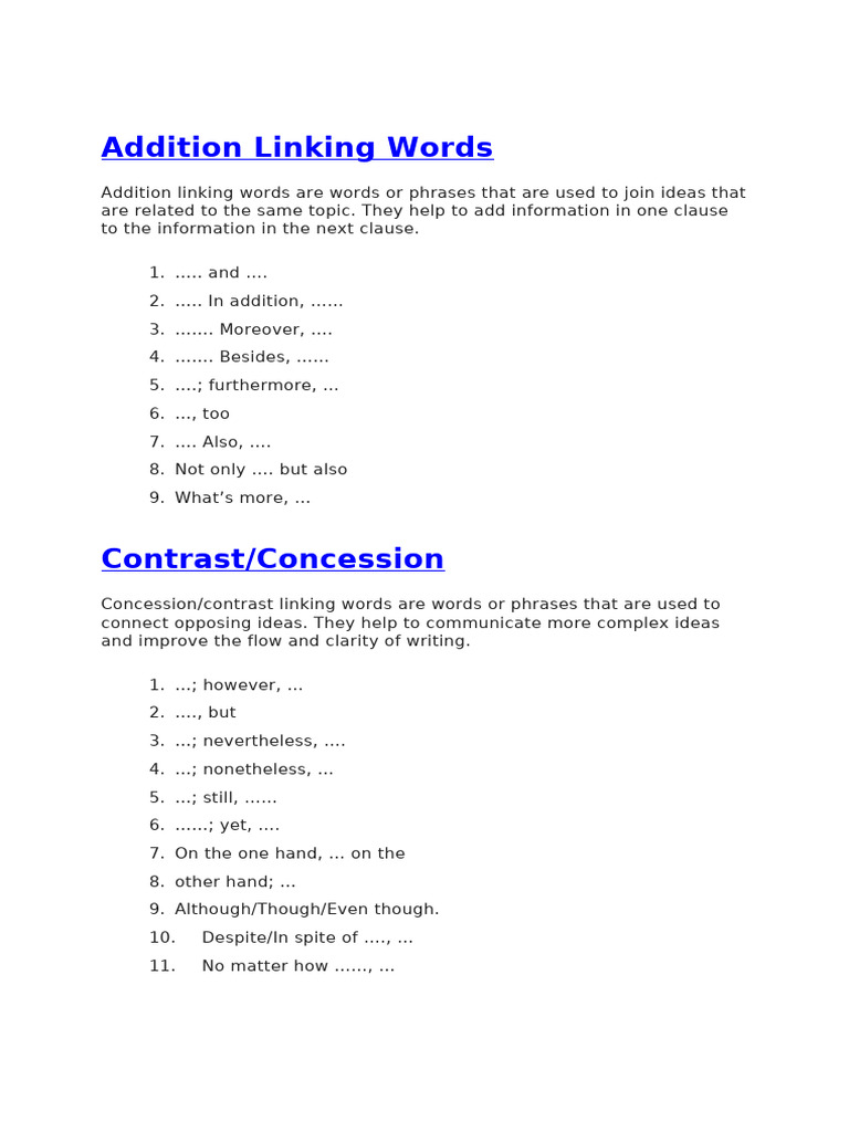 Linking Words | PDF | Grammar | Cognitive Science