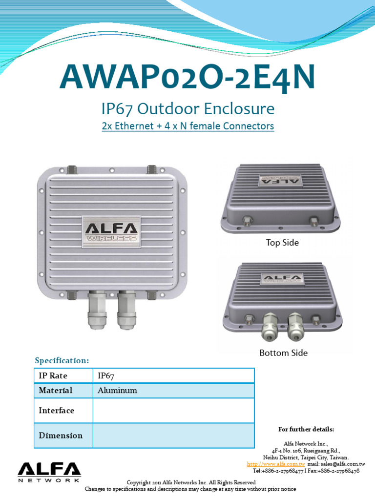 Awap02o 2e4n Ip67 Outdoor Enclosure 2x Ethernet 4x N Female Connectors ...