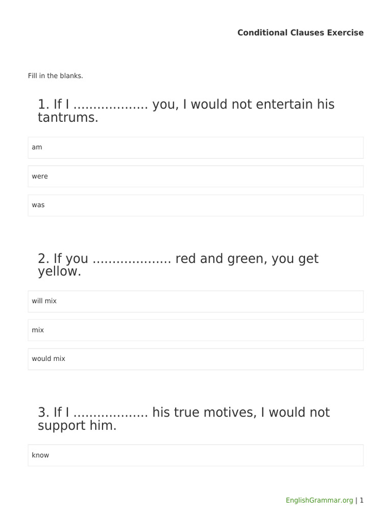 Conditional Clauses Exercise | PDF